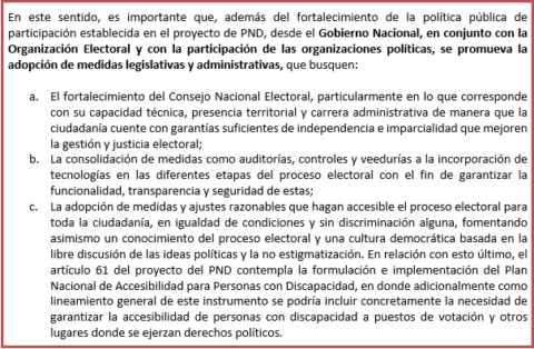 Consideraciones en materia de participación política y transparencia ...